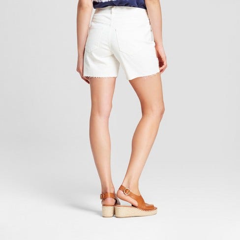 Universal Thread + Women’s Mid-Rise Raw Hem Boyfriend Jeans Shorts ...